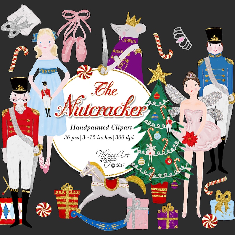 Nutcracker Ballet, Christmas Clipart, Watercolor Illustrations ...