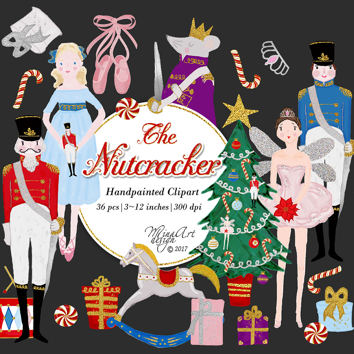 Nutcracker Ballet, Christmas Clipart, Watercolor Illustrations ...