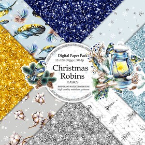 Christmas Digital Papers, Watercolor Backgrounds, Winter Planner ...