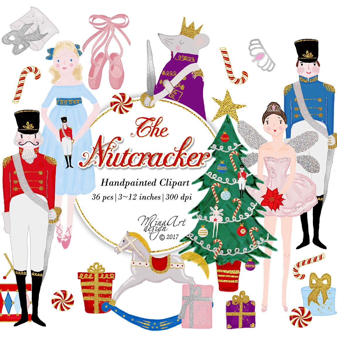 christmas tree clipart Nutcracker Christmas digital design Xmas clipart ...