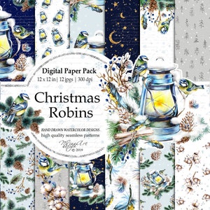 Christmas Digital Papers, Watercolor Backgrounds, Winter Planner ...