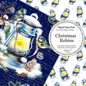 Christmas Digital Papers, Watercolor Backgrounds, Winter Planner ...