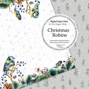 Christmas Digital Papers, Watercolor Backgrounds, Winter Planner ...