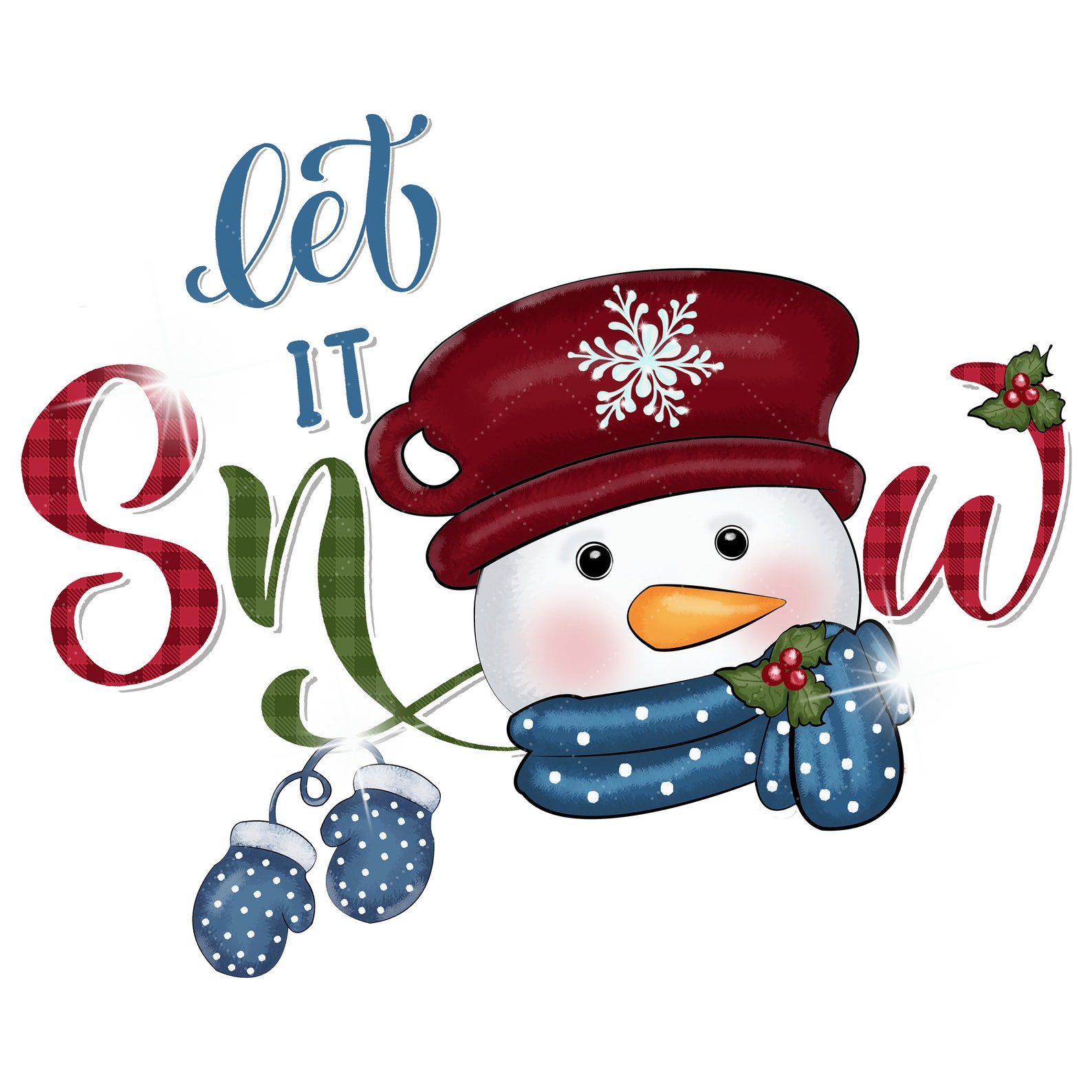 Let It Snow PNG, Christmas Clipart, Winter PNG File, Watercolor ...