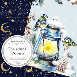 Christmas Digital Papers, Watercolor Backgrounds, Winter Planner ...