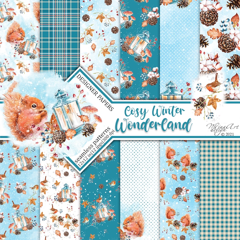 Winter Wonderland Digital Papers Cozy Christmas Planner - Etsy