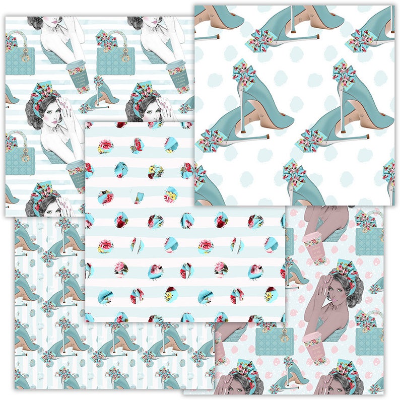 Fashion Girl Digital Papers Watercolor Illustrations Planner Stickers ...
