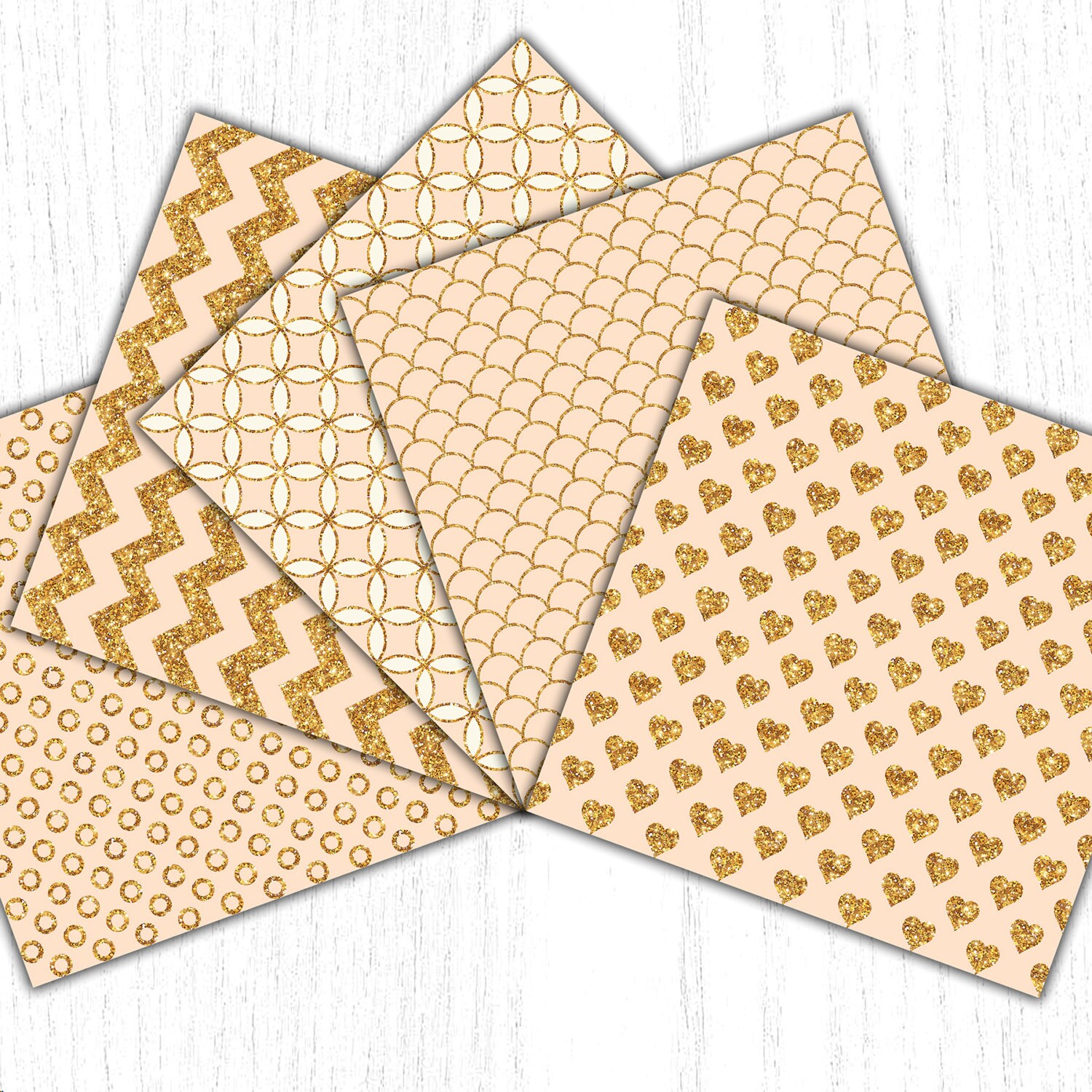 Gold Peach Digital Paper Pack Seamless Patterns Printable - Etsy