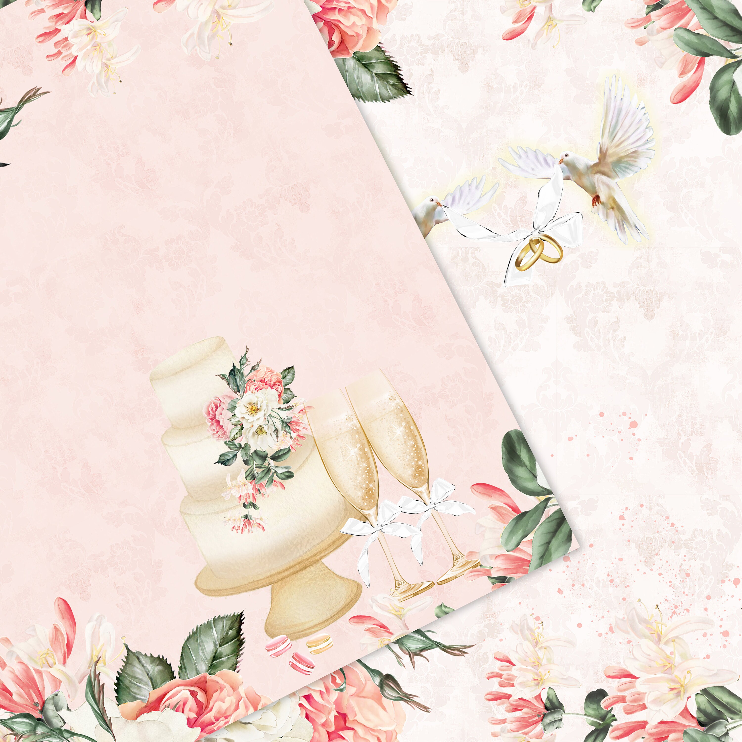 Wedding Digital Papers, Seamless, Surface Patterns, Planner Stickers ...