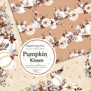 Autumn Digital Papers, Fall Watercolor Backgrounds, Thanksgiving ...