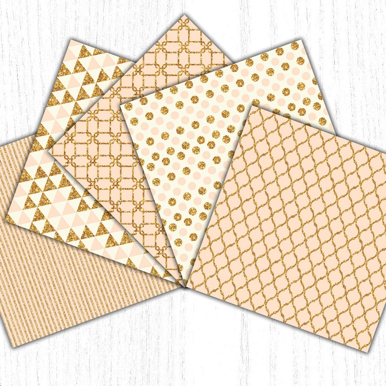 Gold Peach Digital Paper Pack Seamless Patterns Printable - Etsy