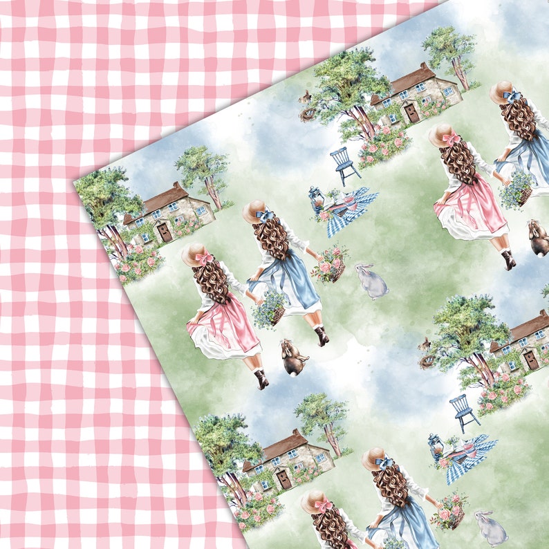 Summer Digital Papers, Cottage Garden, Cottagecore, Countryside Scenes ...