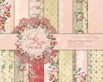 Romantic Digital Papers, Wedding Planner Stickers, Shabby Chic, Vintage ...