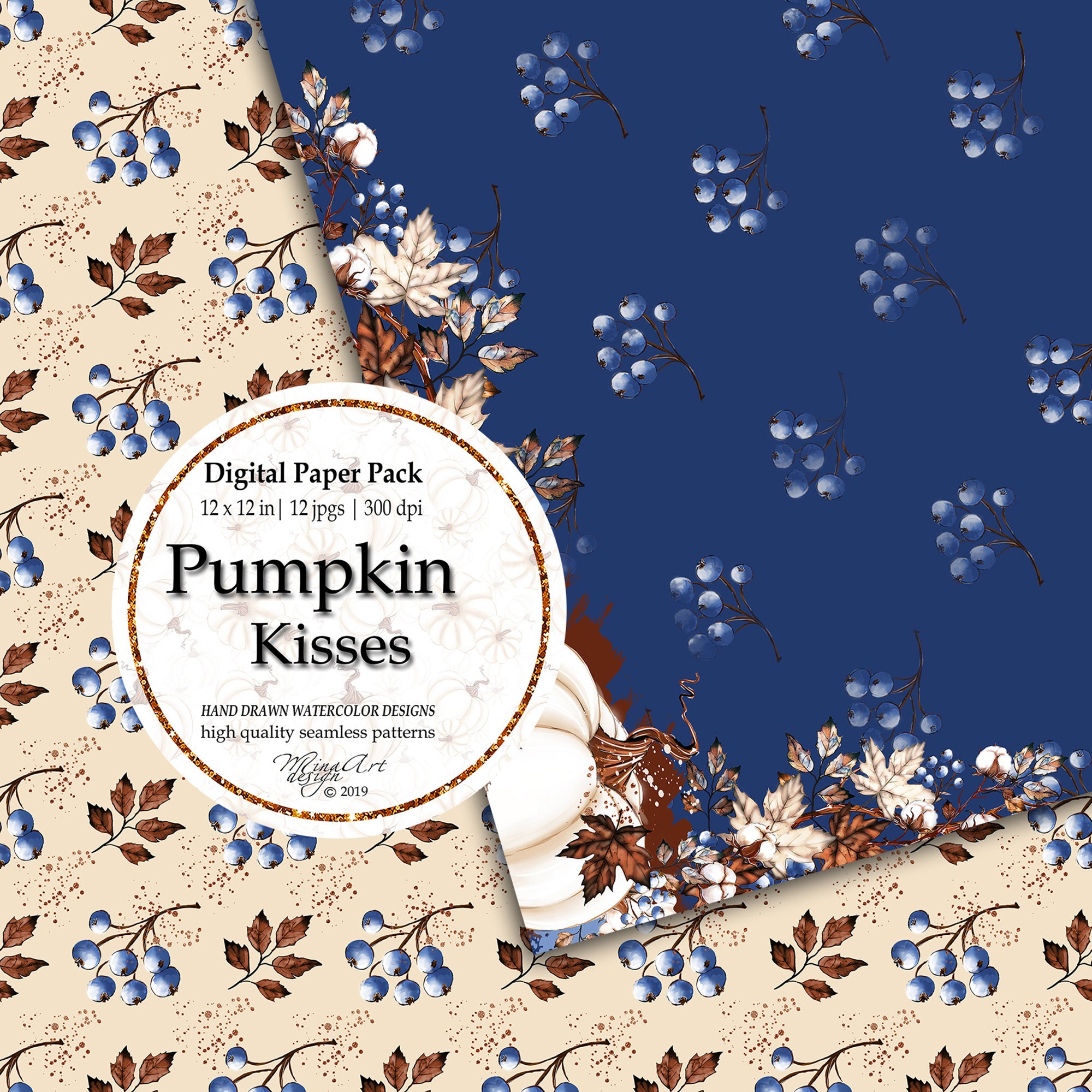 Autumn Digital Papers, Fall Watercolor Backgrounds, Thanksgiving ...