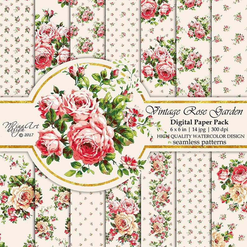 Romantic Digital Papers, Wedding Planner Stickers, Shabby Chic, Vintage ...