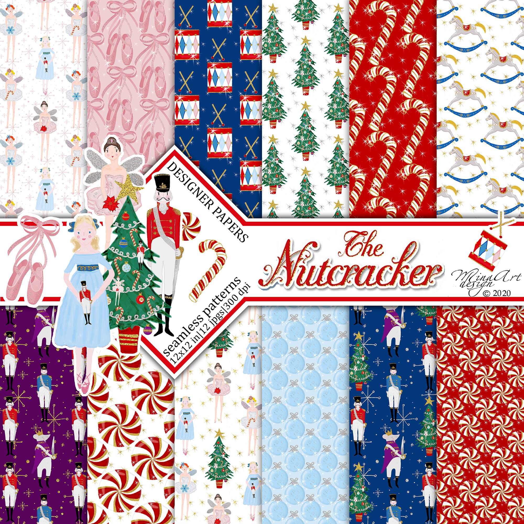 Nutcracker Ballet Christmas Digital Papers Winter Planner - Etsy