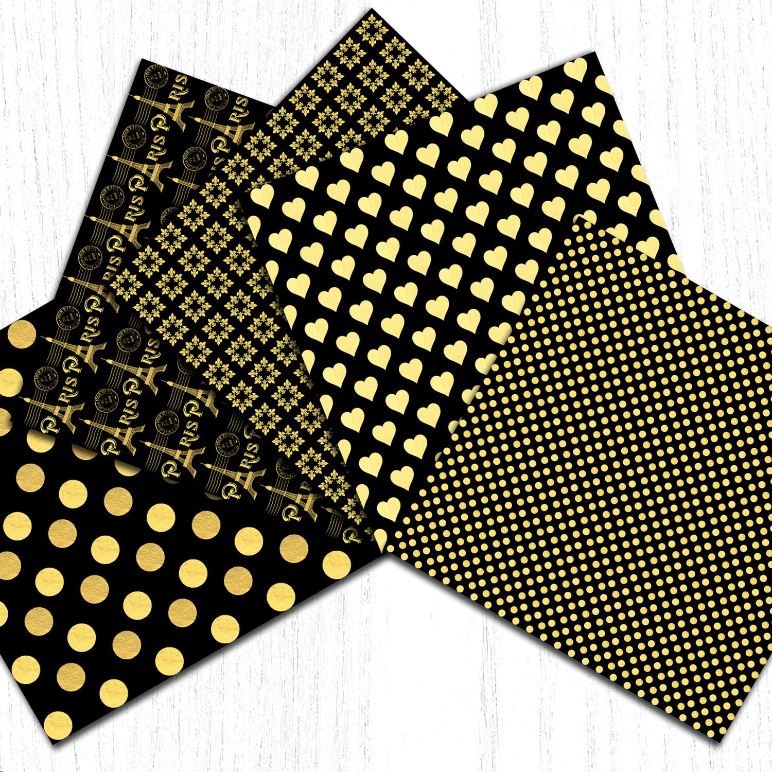 Paris Digital Paper Pack Valentines Day Patterns Love Romance Hearts ...