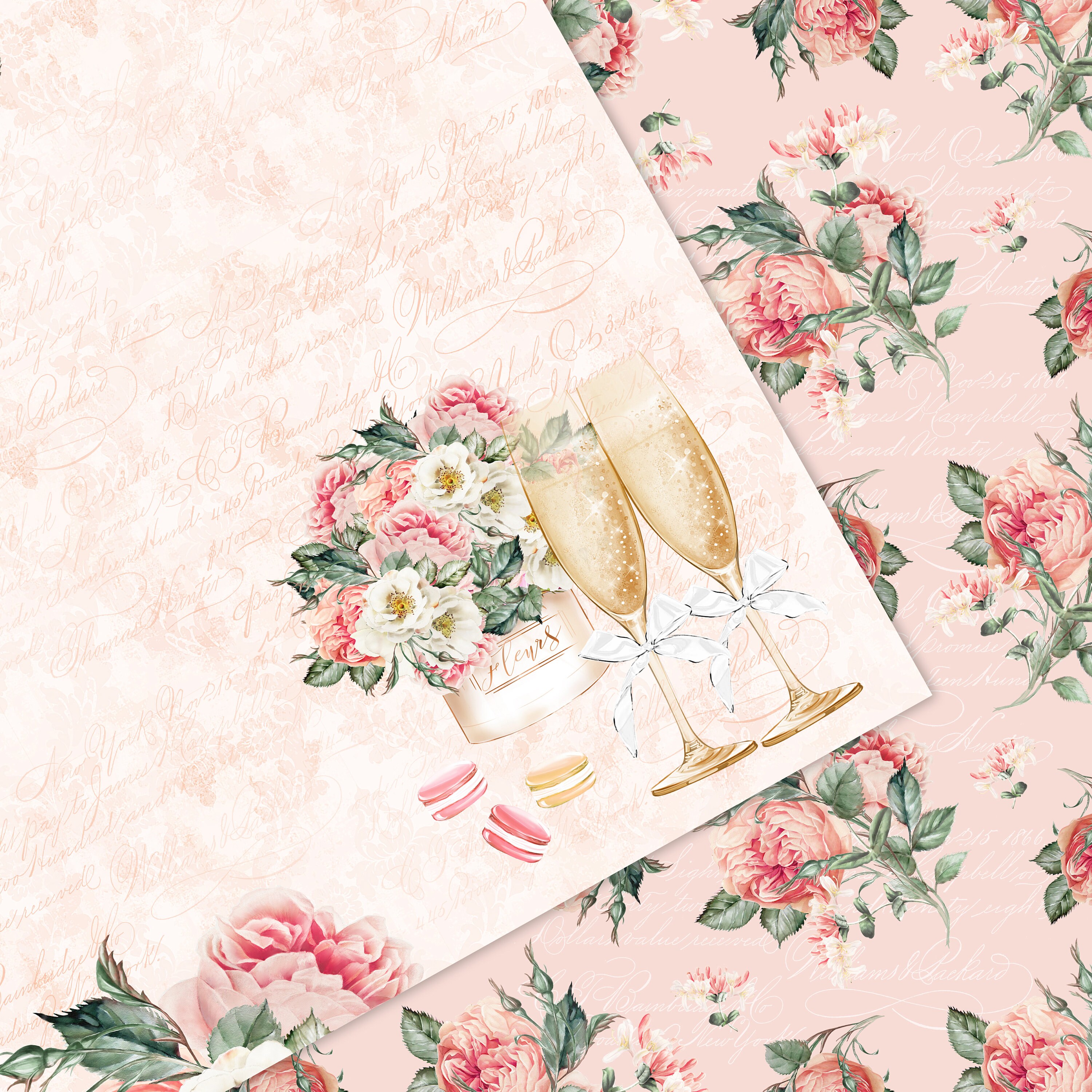 Wedding Digital Papers, Seamless, Surface Patterns, Planner Stickers ...