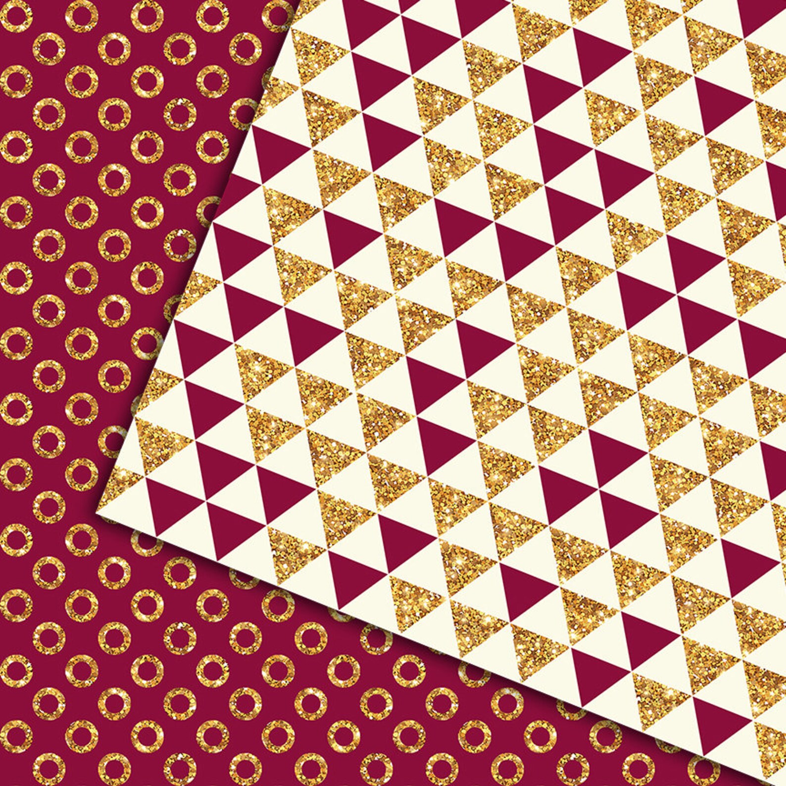 Gold Burgundy Paper Pack Glam Seamless Patterns Printable - Etsy