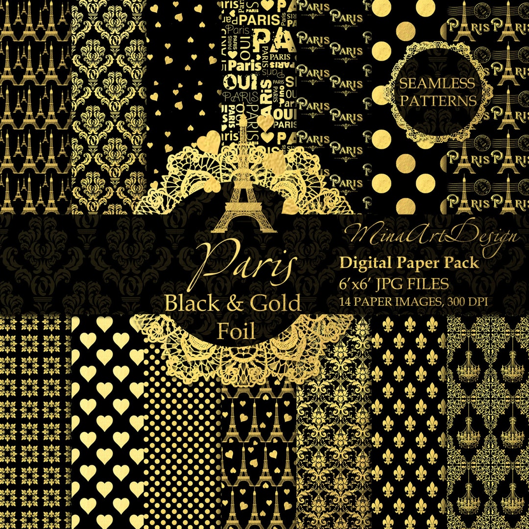 Paris Digital Paper Pack Valentines Day Patterns Love Romance Hearts ...