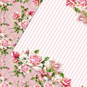 Wedding Digital Papers, Pink Roses, Seamless Patterns, Planner Stickers ...