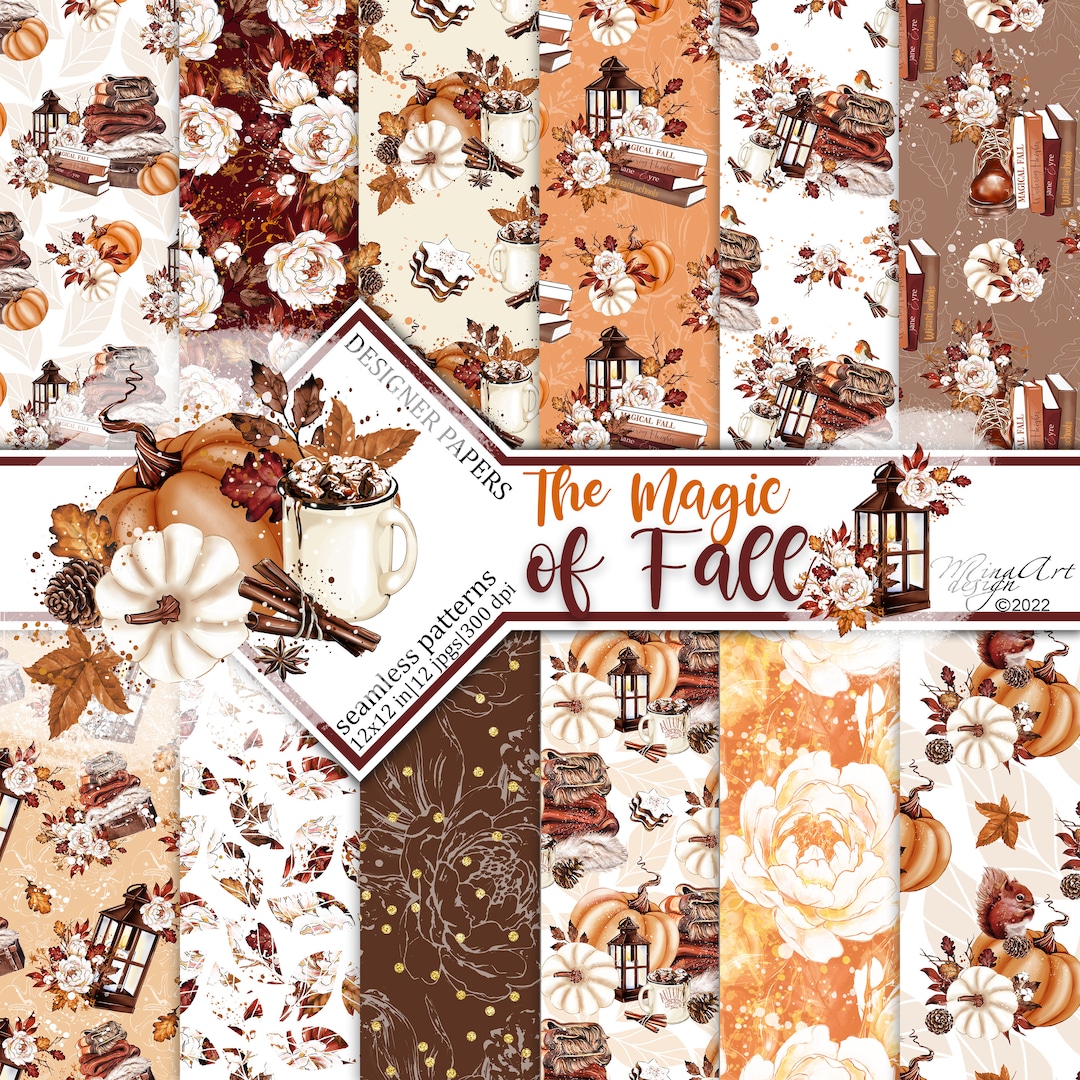 Fall Digital Papers, Autumn, Planner Stickers, Seamless Surface ...