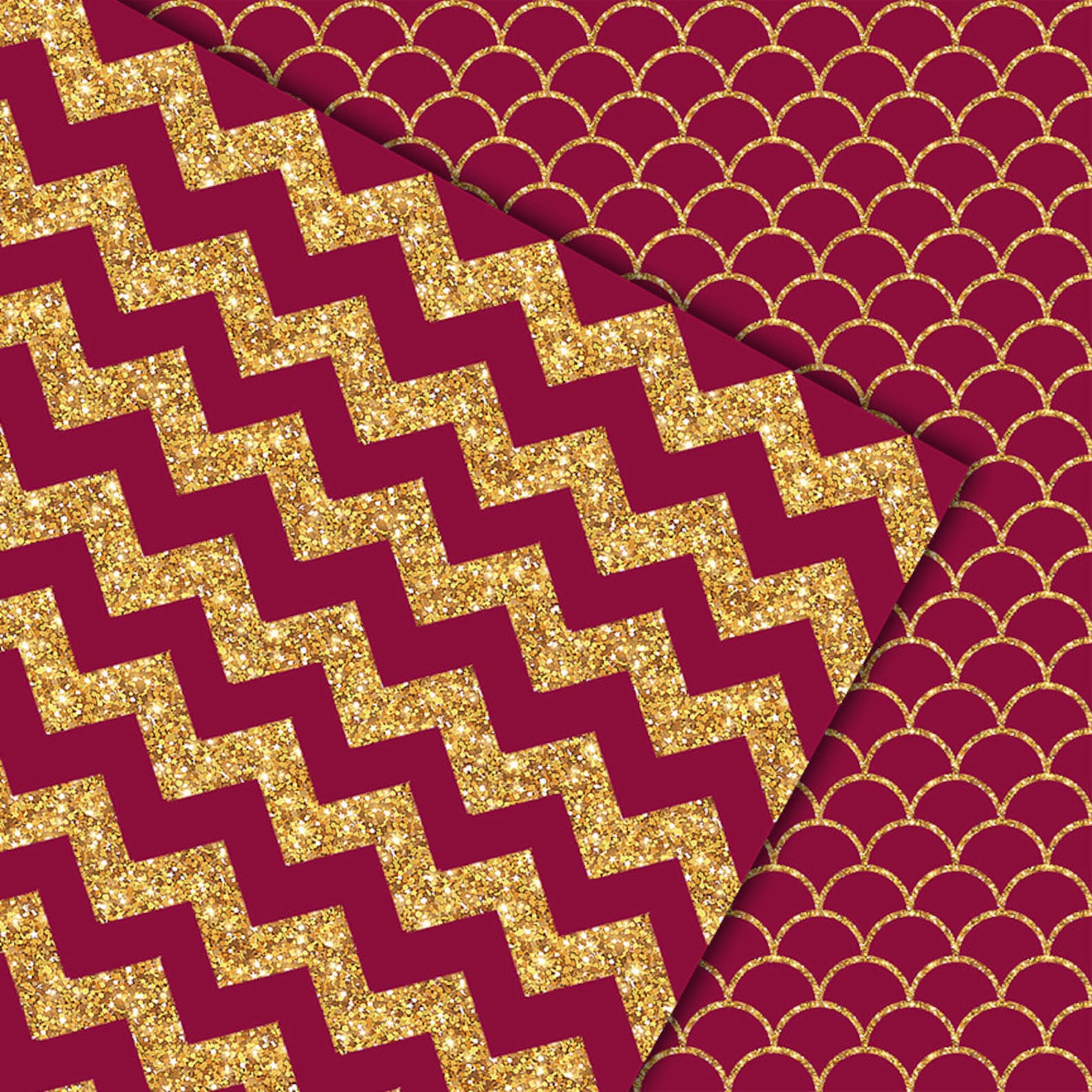 Gold Burgundy Paper Pack Glam Seamless Patterns Printable Planner ...
