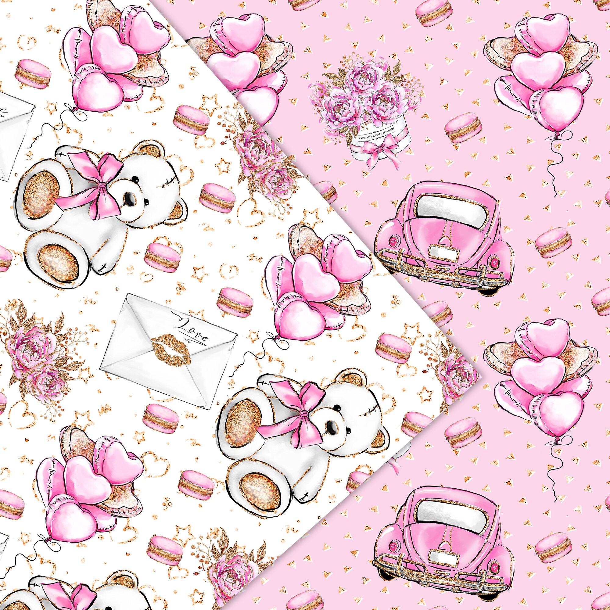 Romantic Digital Paper Pack Love Planner Stickers Valentine | Etsy