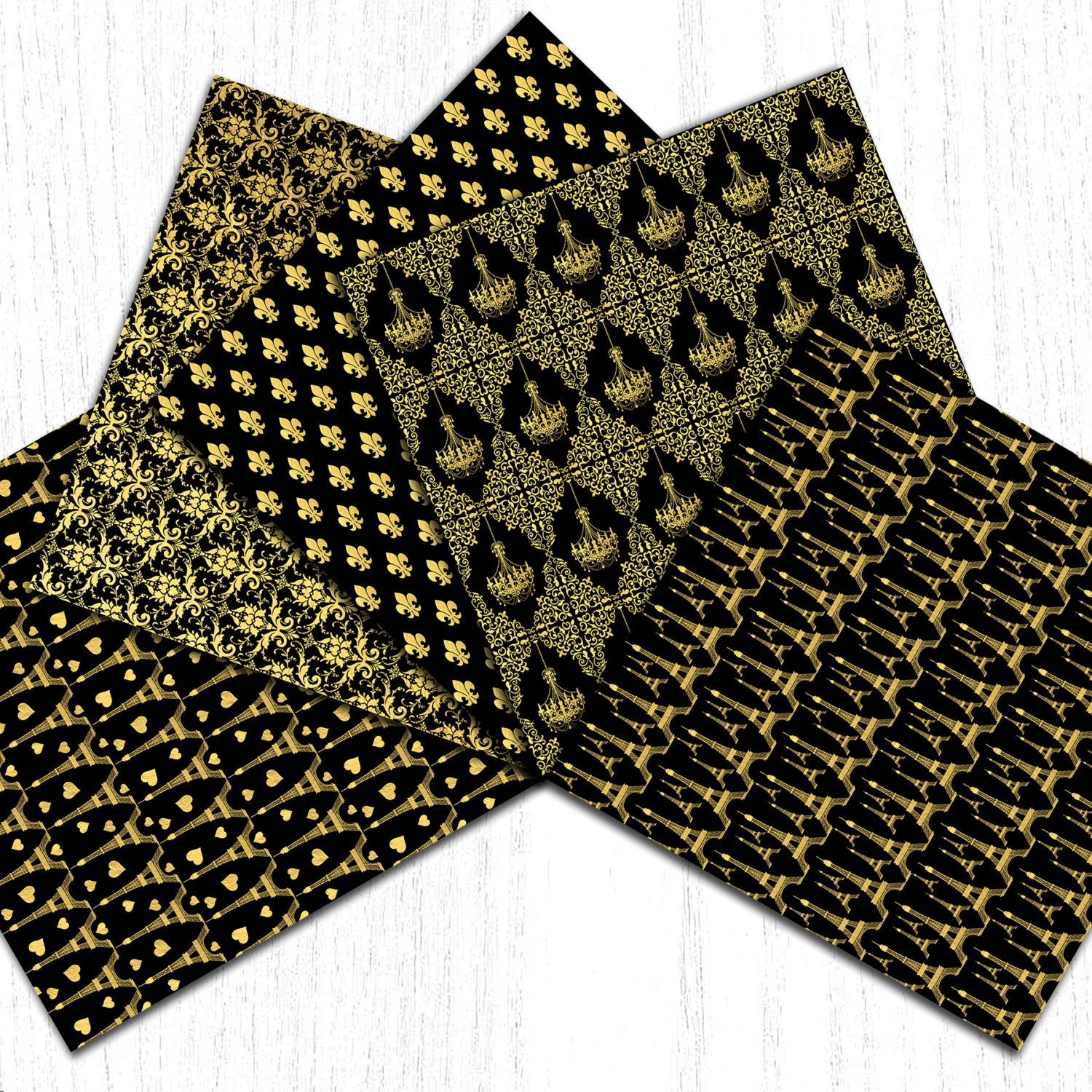 Paris Digital Paper Pack Valentines Day Patterns Love Romance Hearts ...