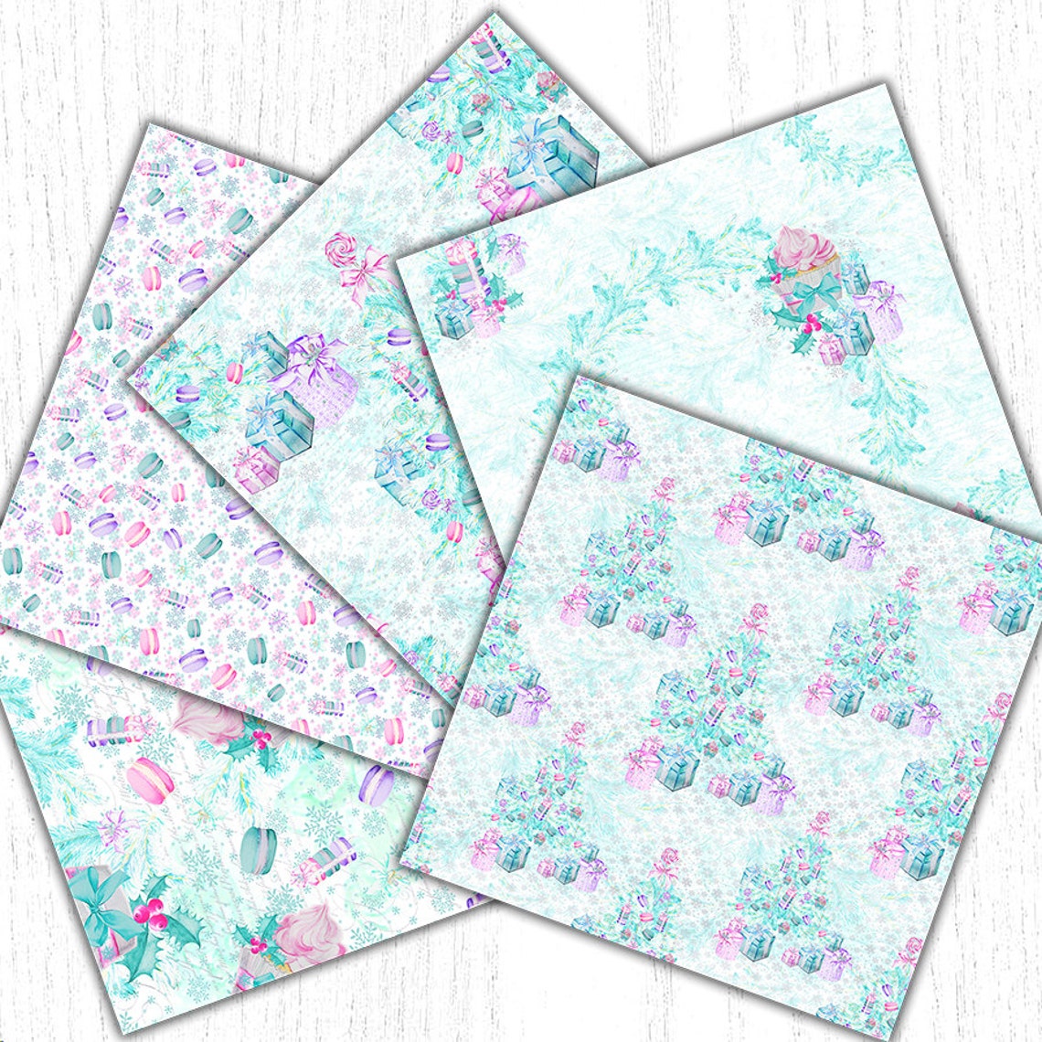 Christmas Digital Papers, Winter Backgrounds, Seamless Surface Patterns ...