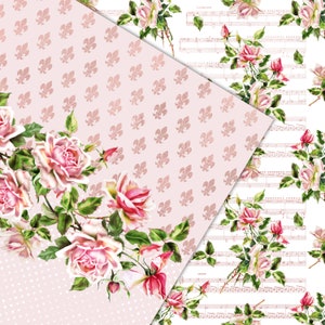 Wedding Digital Papers, Pink Roses, Seamless Patterns, Planner Stickers ...