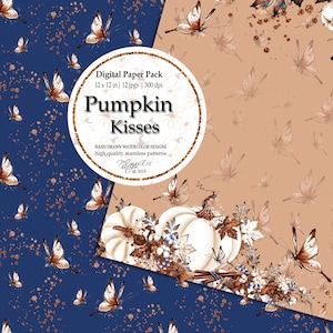 Autumn Digital Papers, Fall Watercolor Backgrounds, Thanksgiving ...