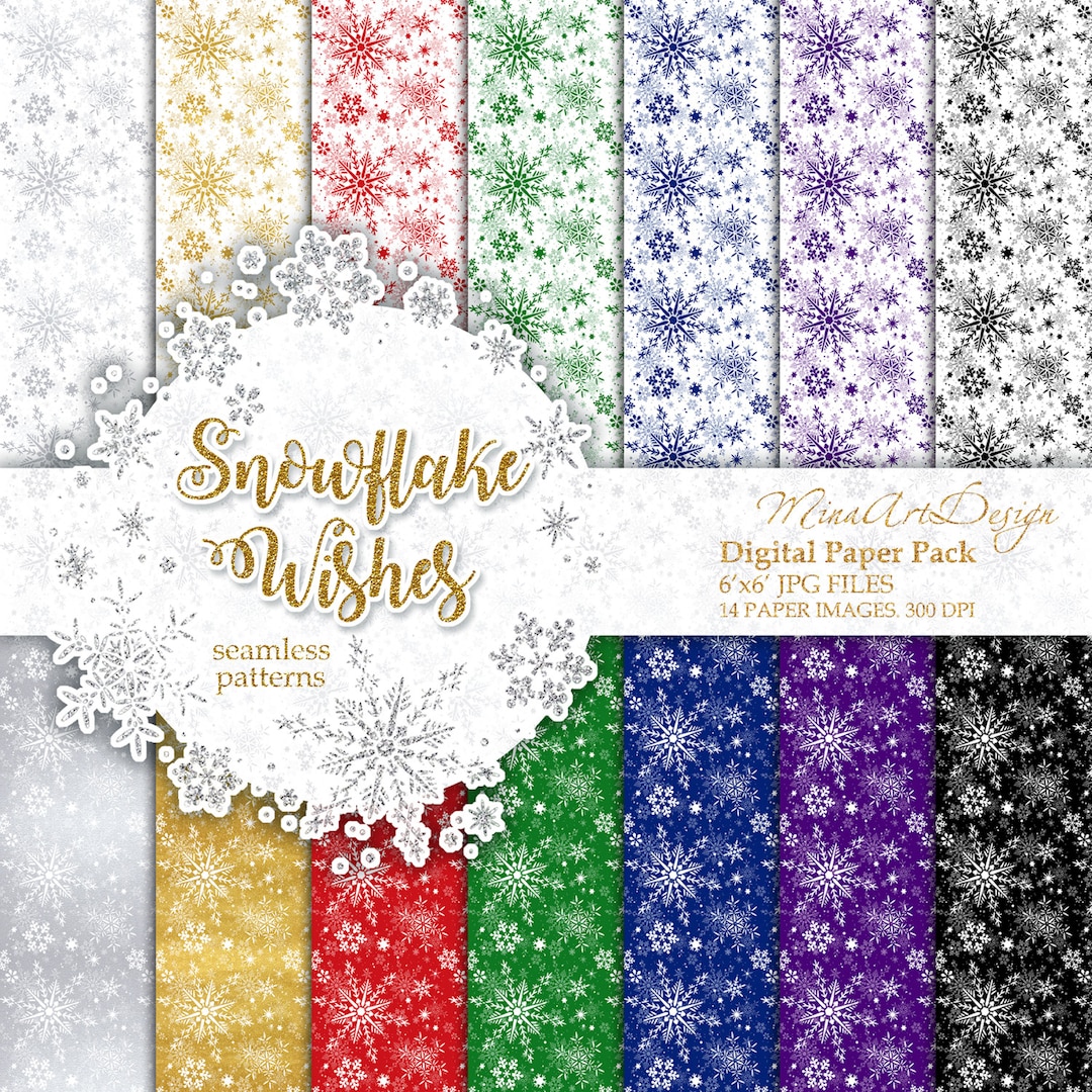 Snowflake Digital Papers, Winter Backgrounds, Traditional Christmas ...