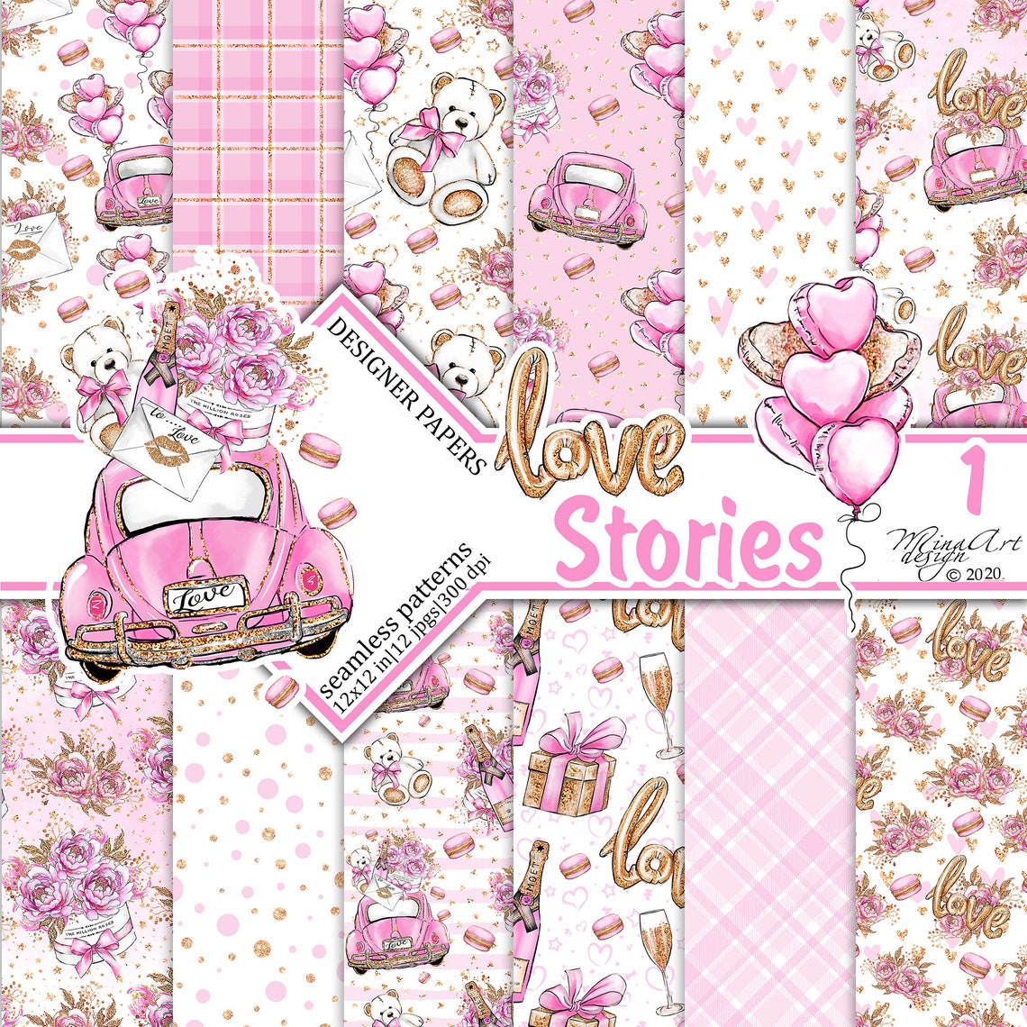 Romantic Digital Paper Pack Love Planner Stickers Valentine - Etsy
