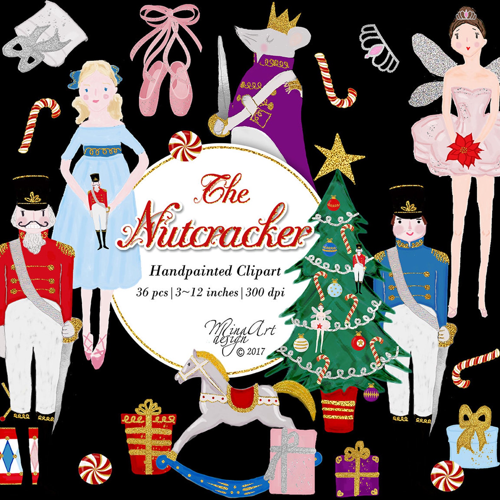 Nutcracker Ballet, Christmas Clipart, Watercolor Illustrations ...