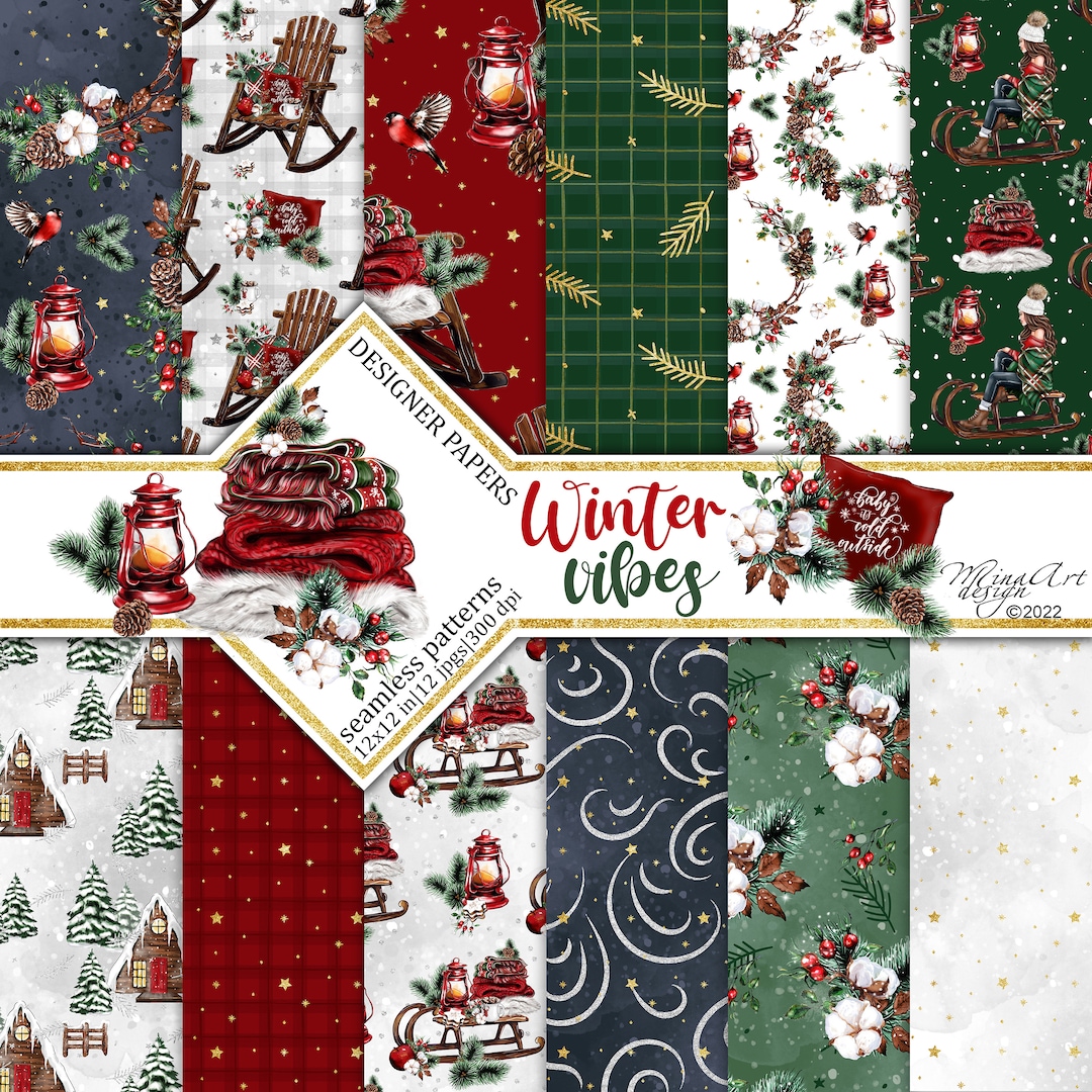 Christmas Digital Papers, Cozy Winter Fashion, Planner Stickers ...