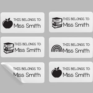 Teacher Label Sticker Decal - This Belongs to / Property of (apple ...