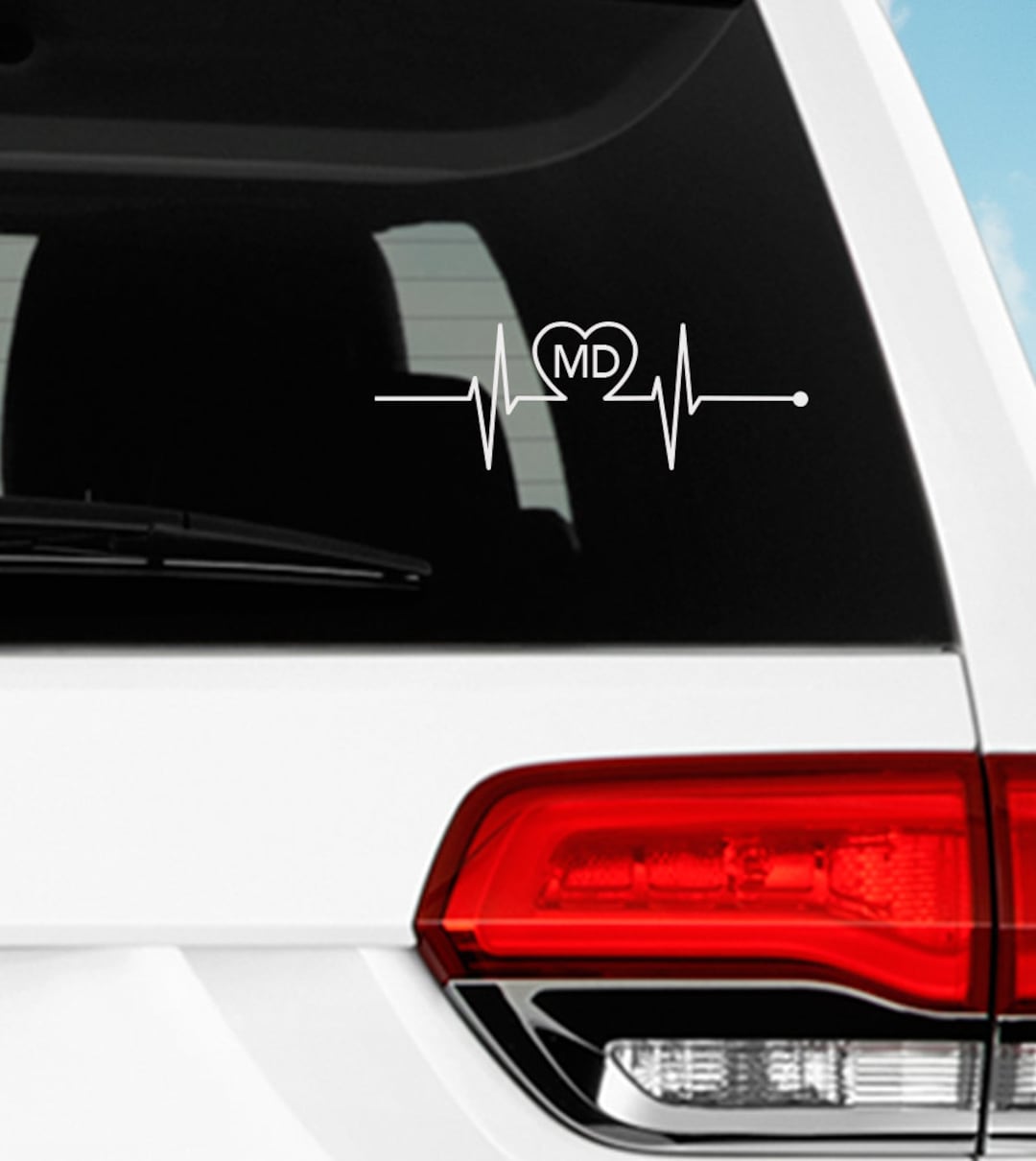 MD Medical Heartbeat Decal | Vinyl Decal | Window Sticker | Car Sticker ...