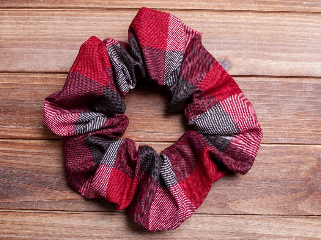 Red and Gray Plaid Scrunchie - Etsy