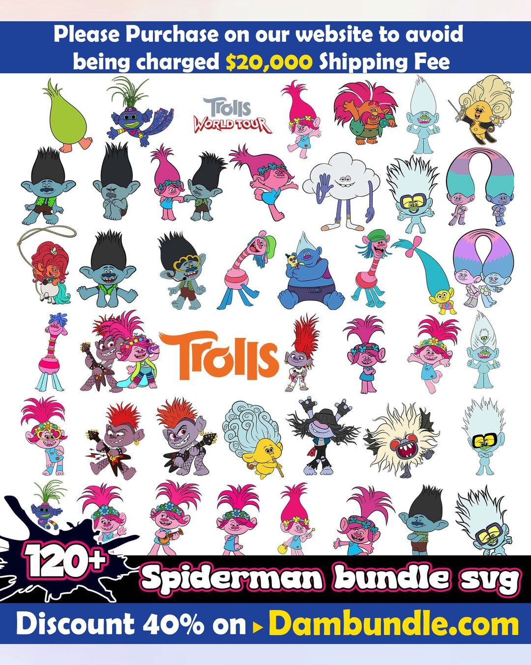 Trolls Bundle Svg, Trolls Clipart, Trolls PNG Bundle, Trolls Characters ...