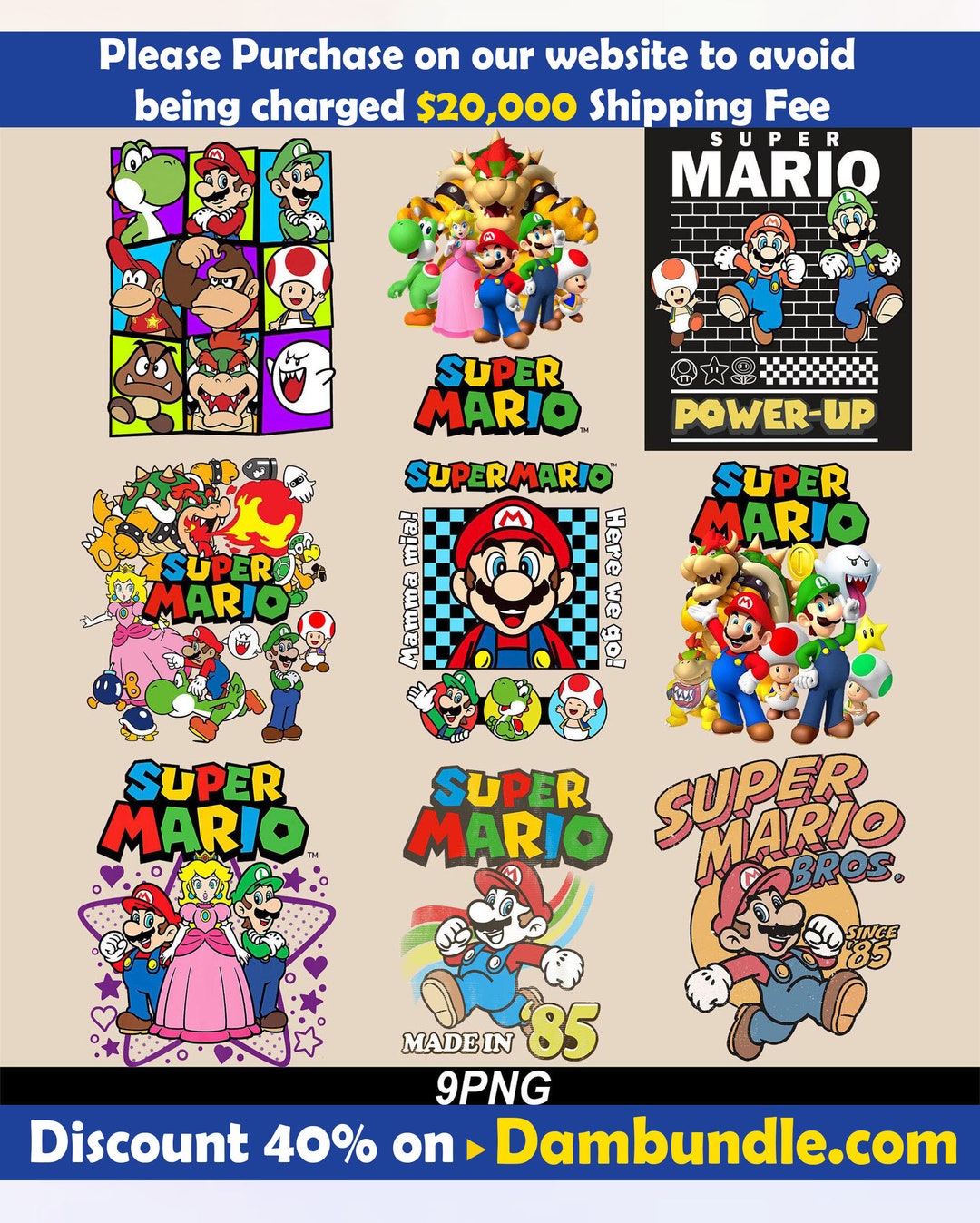 Super Mario Bundle Super Mario PNG and Font, Super Mario, Super Mario ...