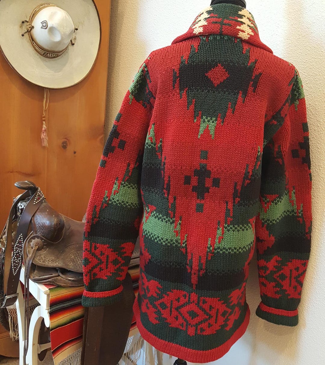 RARE Ralph Lauren Sweater Cardigan Western Southwestern Aztec Indian ...