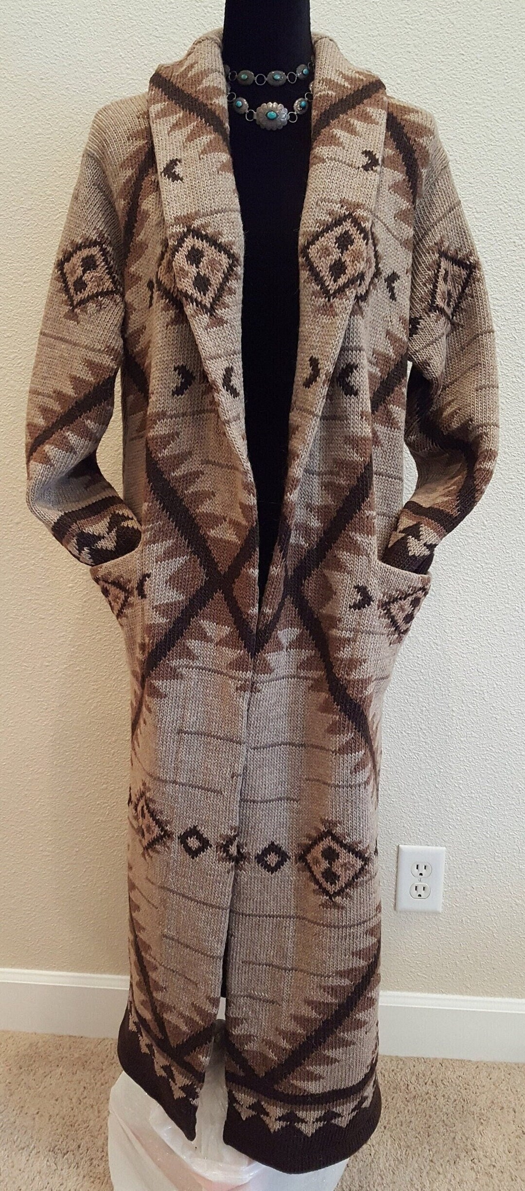 Ralph Lauren Cardigan Sweater Coat Western Southwestern Aztec DUSTER ...