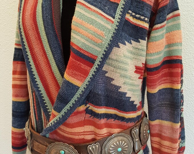 EUC Ralph Lauren POLO Cardigan Sweater Coat Western SERAPE Southwestern ...