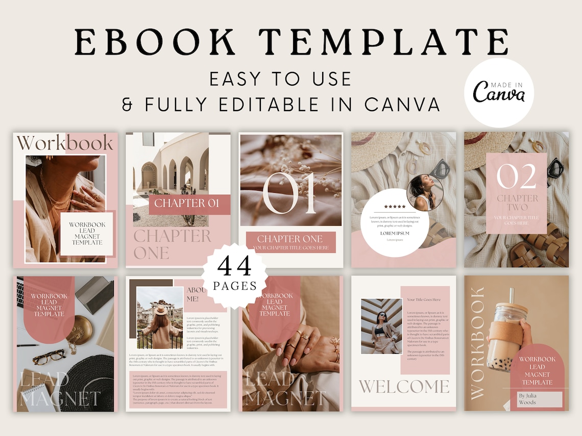 Ebook Template Canva, Ebook Template, Wookbook Template, Book Cover ...