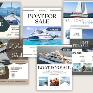 Boats for Sale, Boats for Sale Flyer Bundle, Fully Editable Canva ...