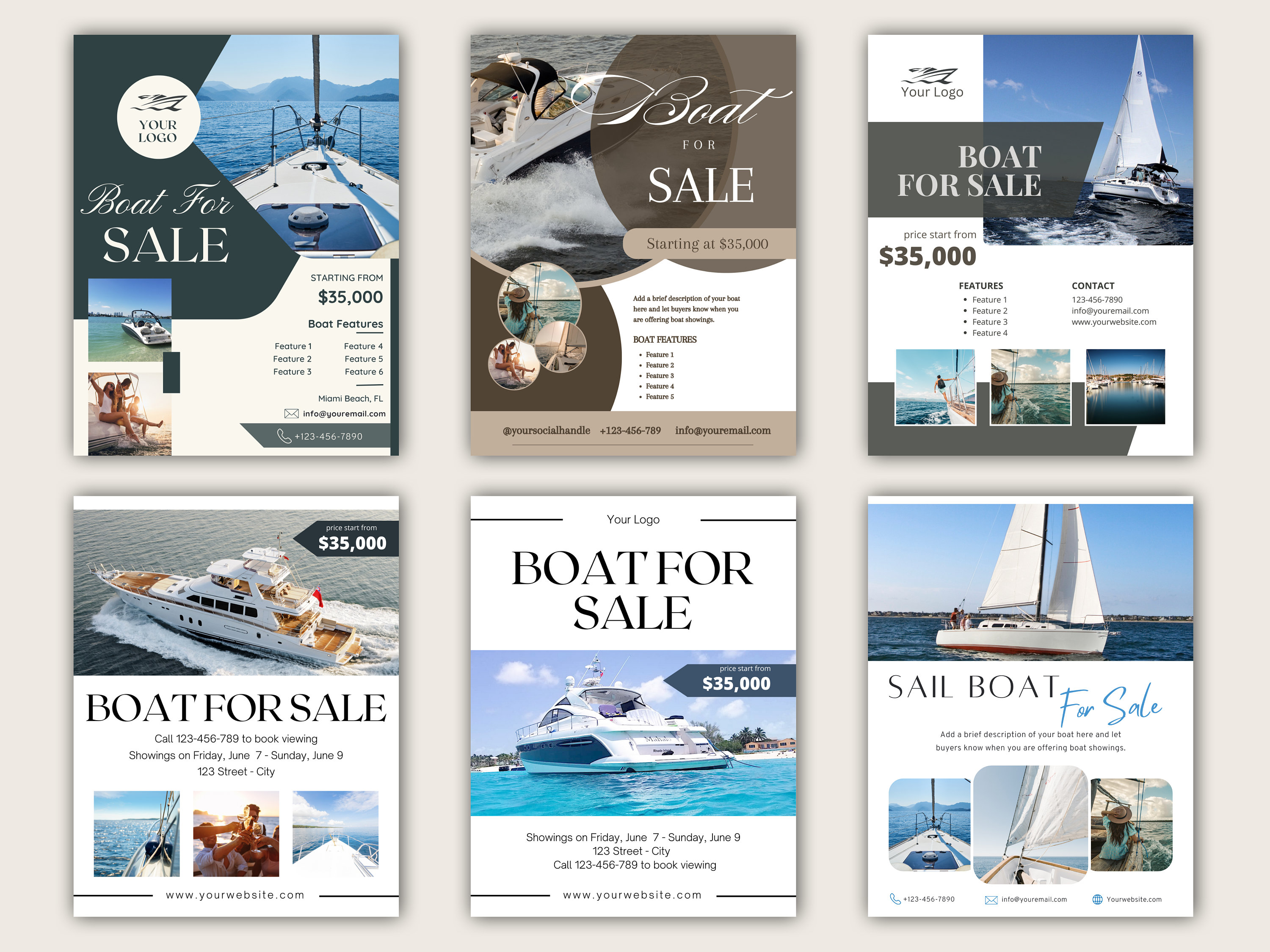 Boats for Sale, Boats for Sale Flyer Bundle, Fully Editable Canva ...