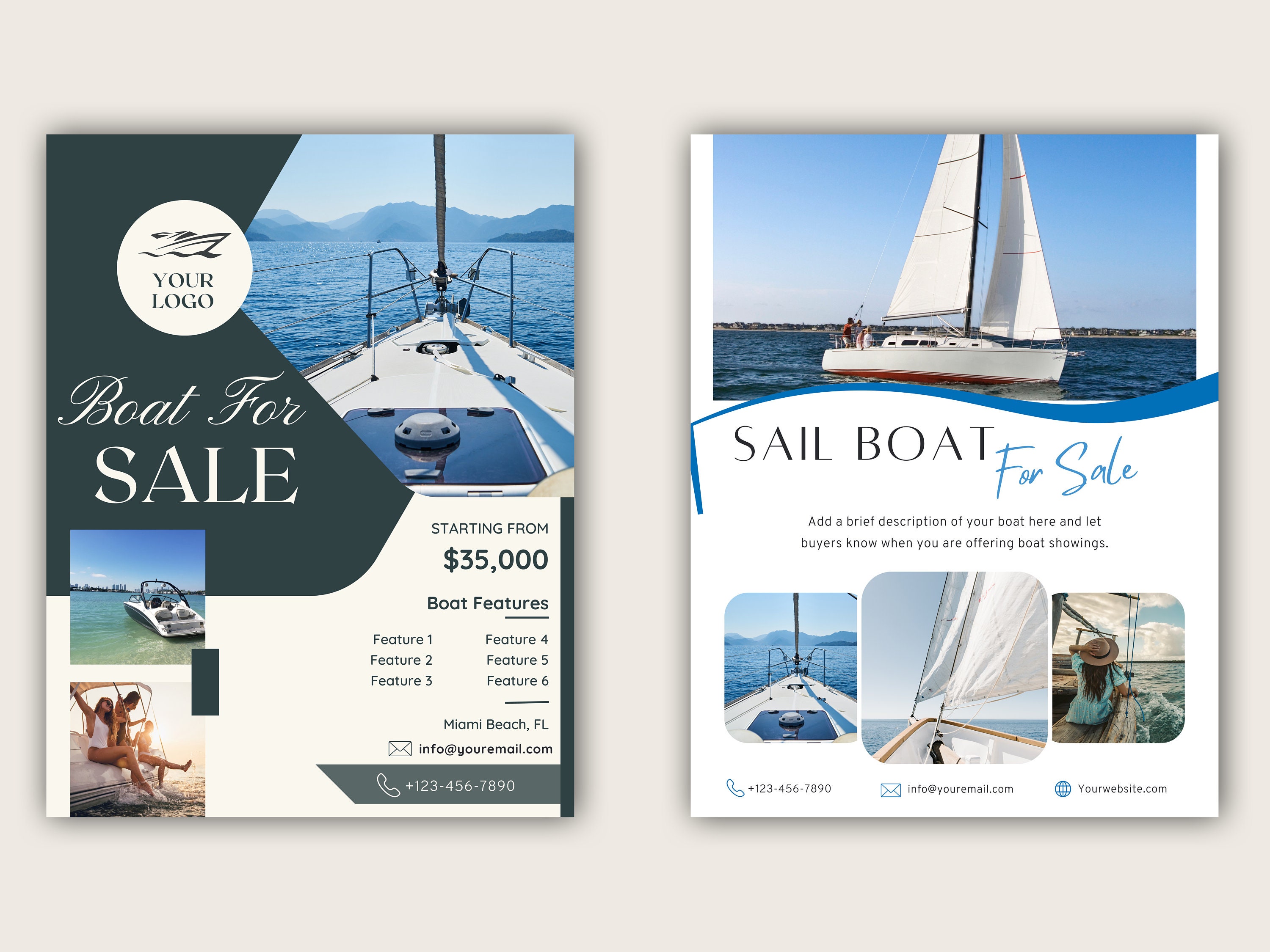 Boats for Sale, Boats for Sale Flyer Bundle, Fully Editable Canva ...