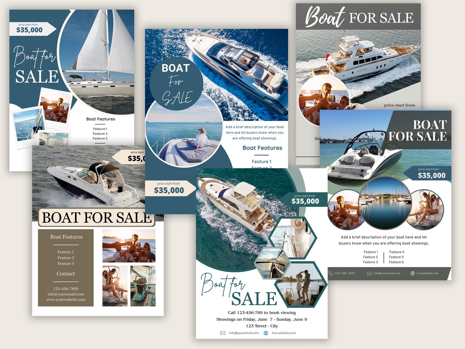 Boats for Sale, Boats for Sale Flyer Bundle, Fully Editable Canva ...
