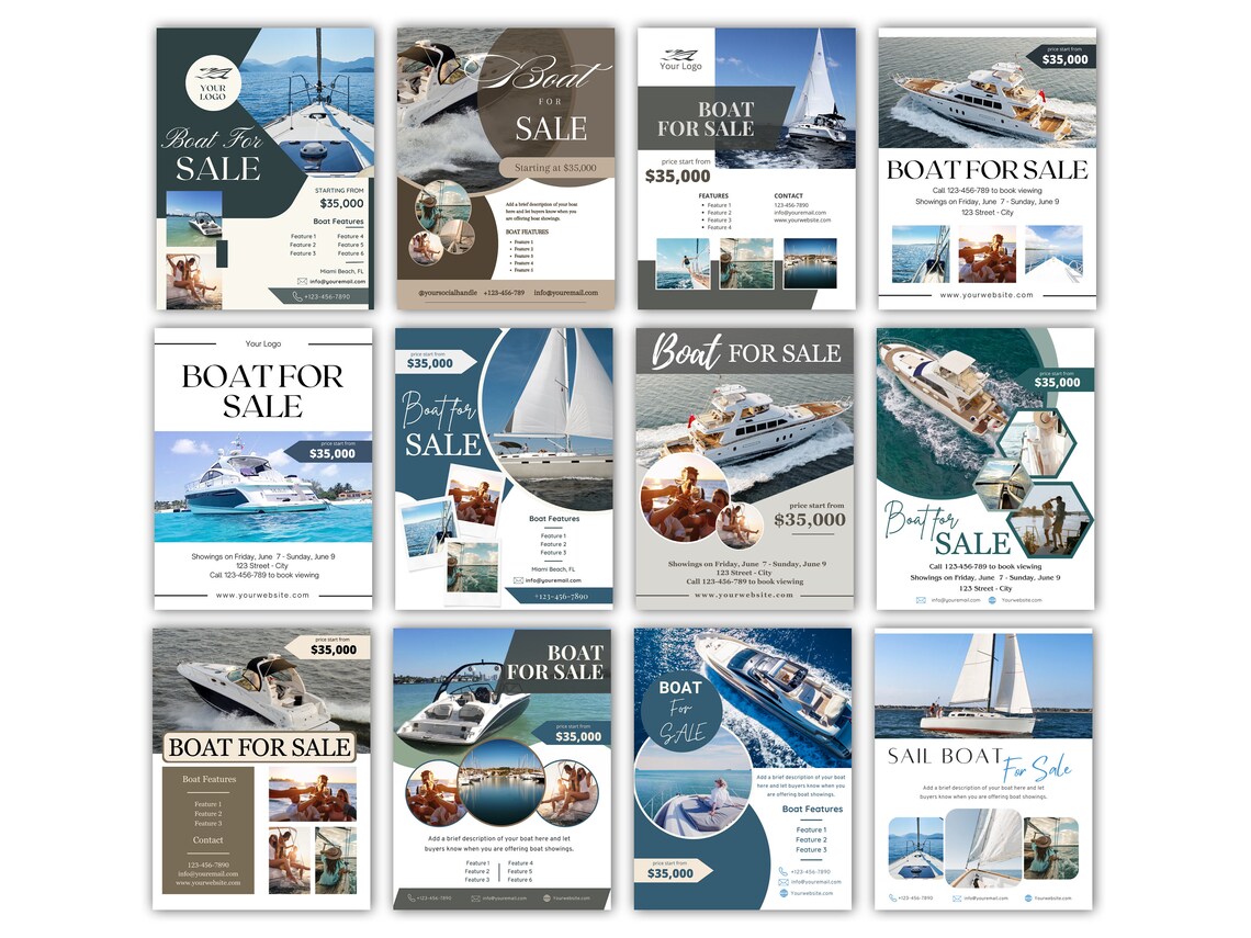 Boats for Sale, Boats for Sale Flyer Bundle, Fully Editable Canva ...